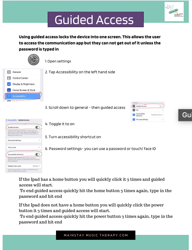 Guided Access- how to guide - Mainstay Music Therapy, Inc.